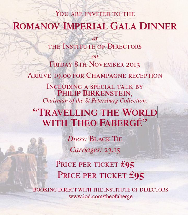 Romanov Imperial Gala Dinner - St. Petersburg Collection | St ...